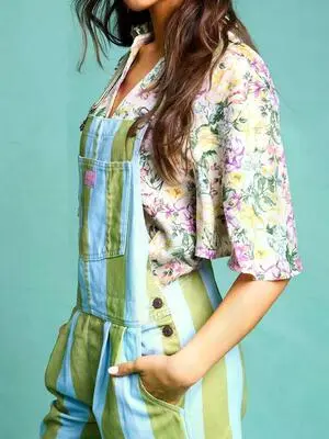 FAVORITE PEOPLE Ravioli Striped-print Playsuit