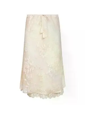 ERMANNO FIRENZE Ramie Floral Lace Midi Skirt