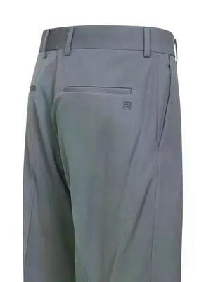 Fendi Ff-embroidered Straight-leg Trousers - Grey