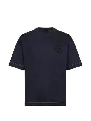 Giorgio Armani Logo-embroidered T-shirt - Blue