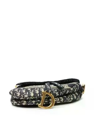 Dior 2019 Oblique Embroidered Canvas Saddle Bag - Blue