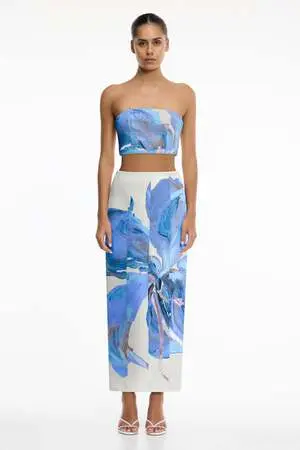 Significant Other Printed Midi Skirt - Spliced Bloom