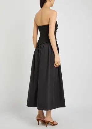 Staud Nia Strapless Midi Dress - Black