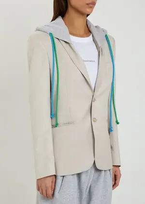 BETTTER Layered Hooded Wool-blend Blazer - Grey