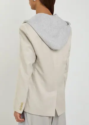 BETTTER Layered Hooded Wool-blend Blazer - Grey