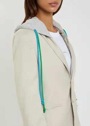 BETTTER Layered Hooded Wool-blend Blazer - Grey