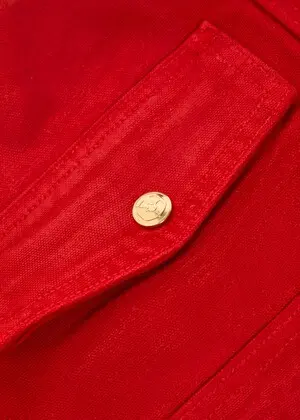 RÙADH Leather Collar Waxed Canvas Jacket - Red