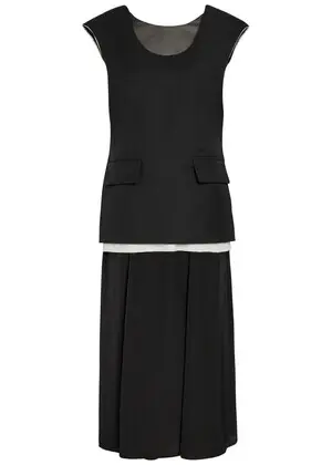 VORANIDA Marta Layered Wool And Satin Midi Dress - Black