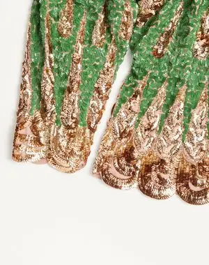Valentino Garavani Embellished Chiffon Top With Sequin Embroidery - Green/multicolour