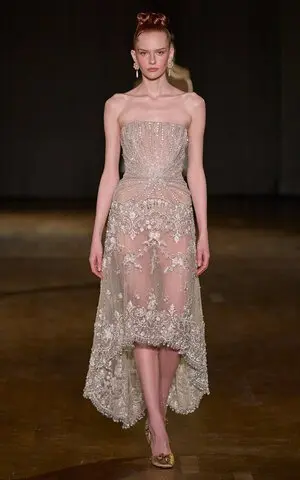 GEORGES HOBEIKA Embellished High-low Midi Dress - Grey