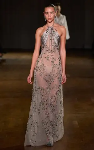 GEORGES HOBEIKA Halter Neck Embellished Maxi Dress - Grey