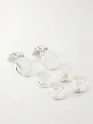 DEAKIN & FRANCIS Mother-of-pearl And Sterling Cufflinks And Dress Studs Set