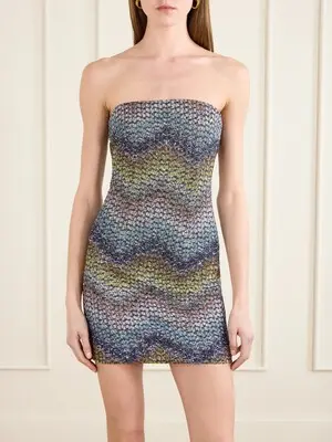 Missoni Sequin-embellished Metallic Crochet-knit Mini Dress