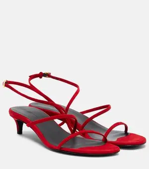 Khaite Loop 35 Suede Sandals - Red