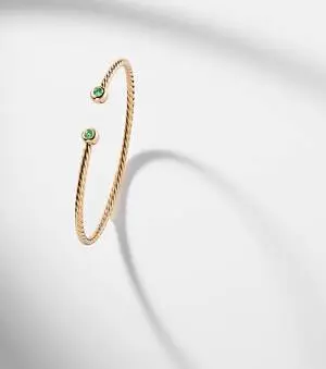 David Yurman Cablespira® Flex Micro 18kt Cuff Bracelet With Emeralds