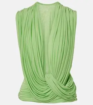 Christopher Esber Ripple Draped Jersey Top - Green