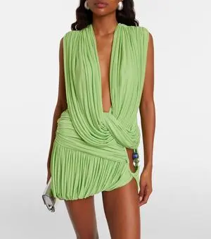 Christopher Esber Ripple Draped Jersey Top - Green