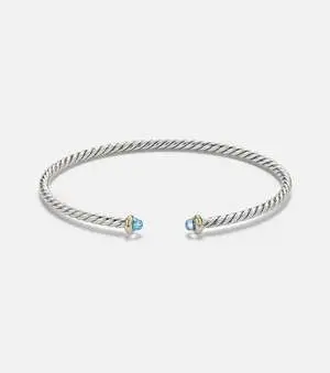 David Yurman Sterling And 14k Gold Cuff With Topaz