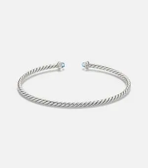 David Yurman Sterling And 14k Gold Cuff With Topaz