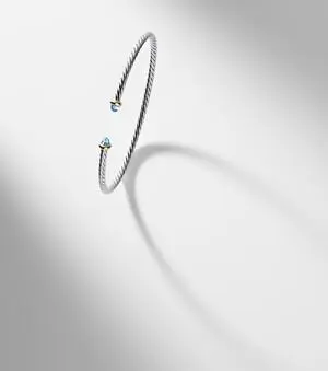 David Yurman Sterling And 14k Gold Cuff With Topaz
