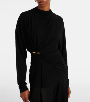 Bottega Veneta Draped Mockneck Top - Black