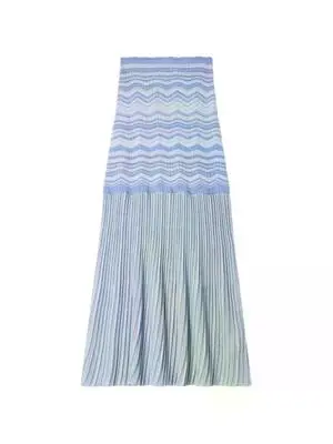 Sandro Maxi Decorative Knit Skirt With Ombré Effect - Blue
