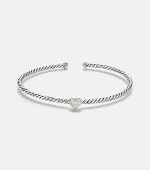 David Yurman Cable Flex® Heart Micro Sterling Cuff Bracelet With Diamonds