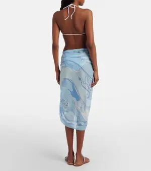 Emilio Pucci Orchidee Cotton Beach Cover-up - Blue