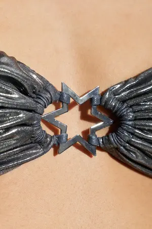 MISBHV Metallic Bandeau Bikini Top - Grey