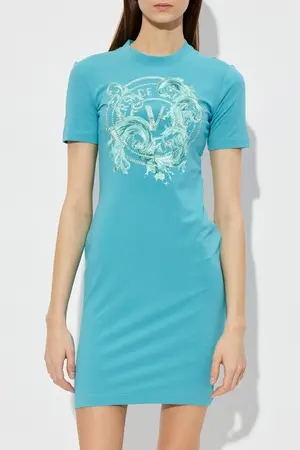 Versace Printed Sequined Dress - Blue