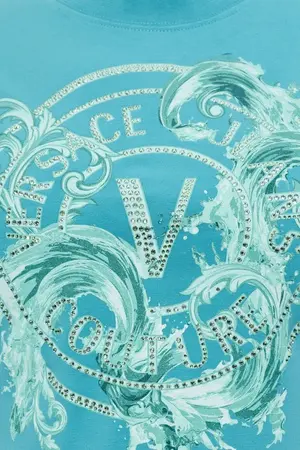 Versace Printed Sequined Dress - Blue