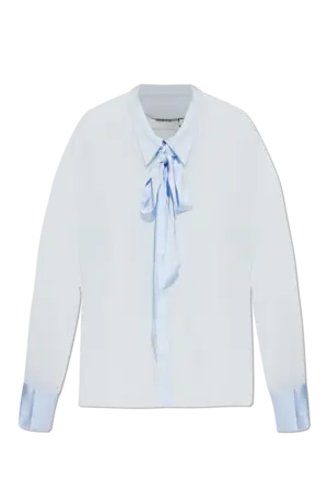 GESTUZ Semi-sheer Button-up Shirt With Bow