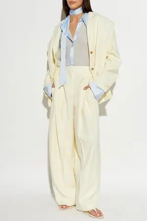GESTUZ Semi-sheer Button-up Shirt With Bow