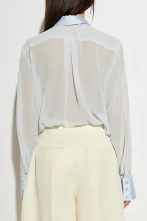 GESTUZ Semi-sheer Button-up Shirt With Bow