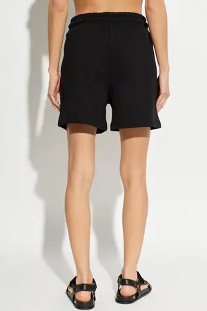 Versace Sweat Shorts With Printed Logo - Black