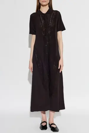 Lacoste Short-sleeve Midi Shirt Dress