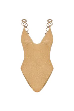 Oseree Lurex Thread One-piece Swimsuit - Gold