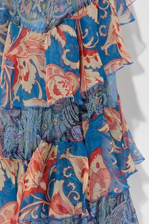Etro Silk Spaghetti Strap Maxi Dress - Blue