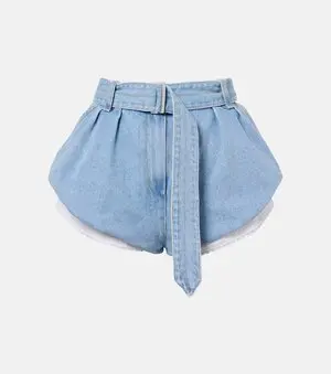 Magda Butrym High-rise Denim Shorts With Belt - Blue