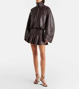 Alaïa Pleated Leather Miniskirt