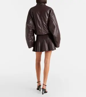 Alaïa Pleated Leather Miniskirt