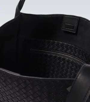 Bottega Veneta Corriere Intrecciato Leather Tote Bag - Black