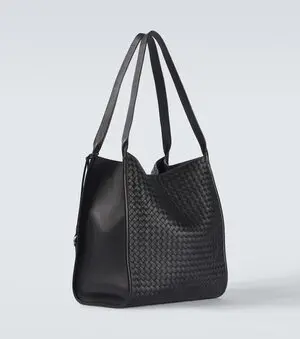 Bottega Veneta Corriere Intrecciato Leather Tote Bag - Black