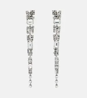 Saint Laurent Crystal-embellished Clip-on Earrings - Silver