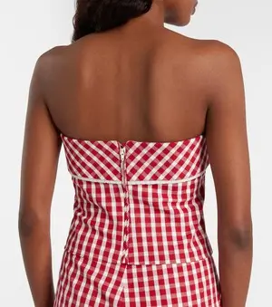 Posse Ebony Gingham Lace-trimmed Top - Red