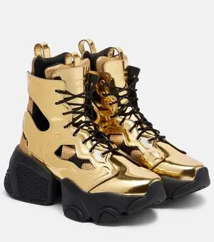 Noir Kei Ninomiya Metallic-effect Cutout Platform Ankle Boots