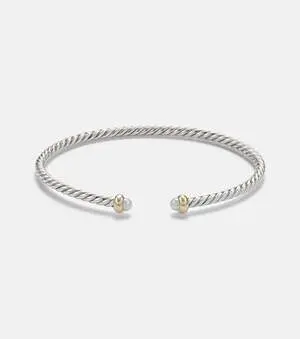 David Yurman Sterling And 14k Gold Pearl Cuff Bracelet - Silver