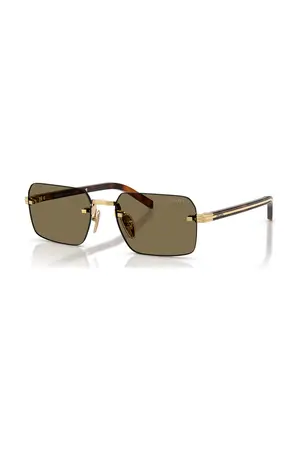 Prada Rectangle Rimless Sunglasses - Gold