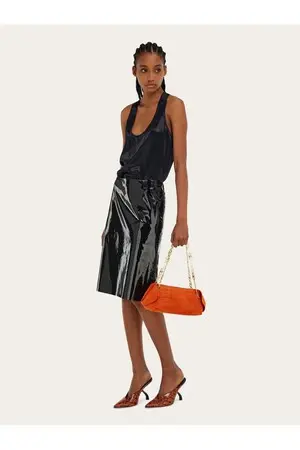 FERRAGAMO Gancini Chain Folded Shoulder Bag - Natural