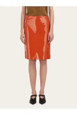 FERRAGAMO Patent Leather Pencil Skirt - Natural